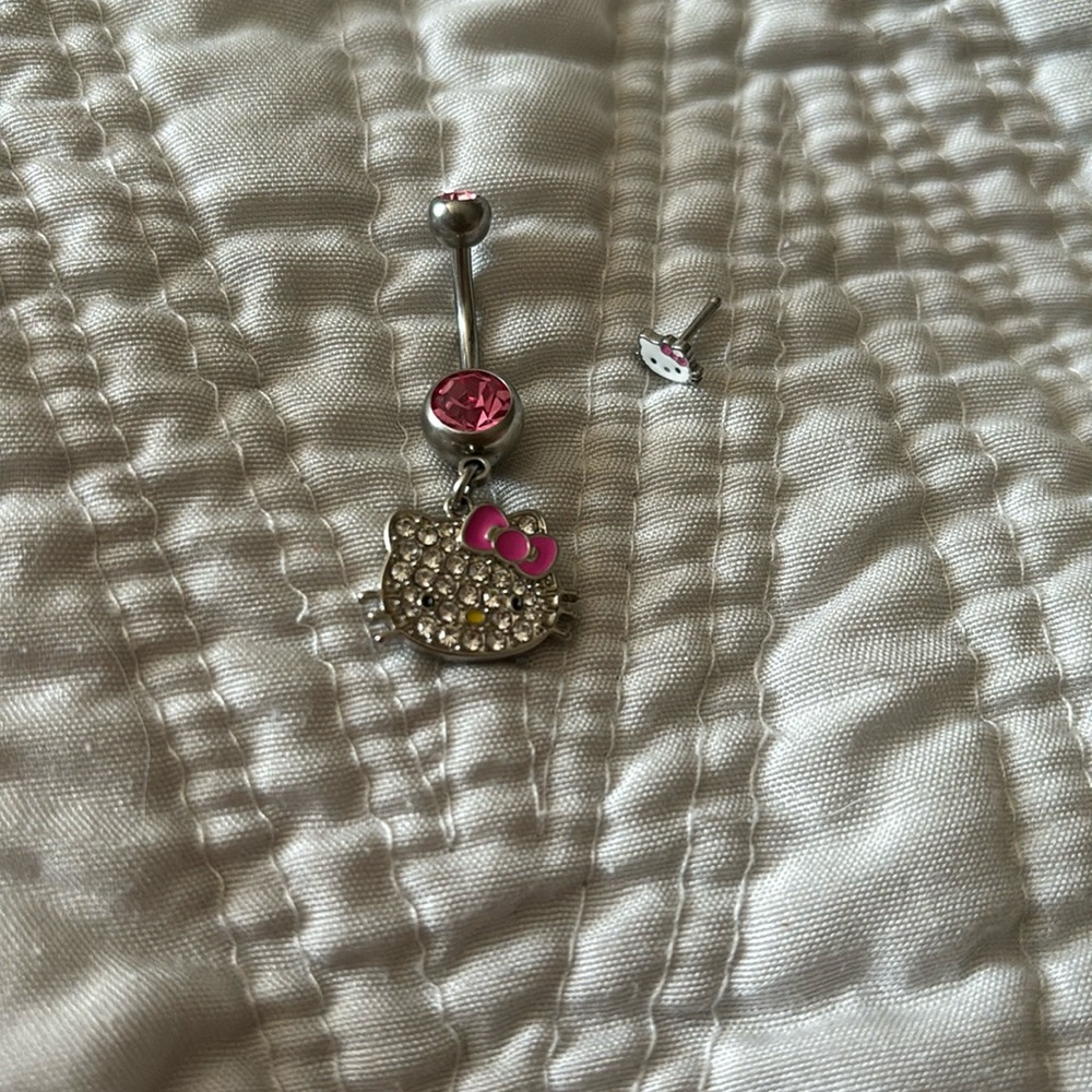 Hello Kitty Belly Piercing And Hello Kitty Nose Ring - Gem